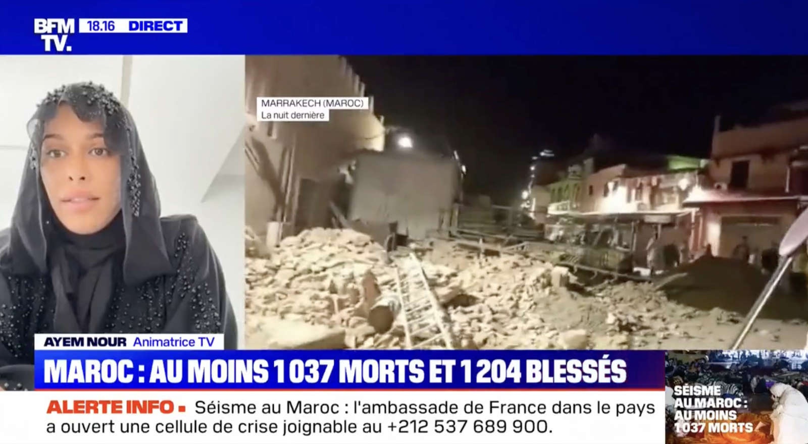 “C’était interminable” : Ayem Nour se livre sur BFMTV sur le séisme au Maroc – France Alerte